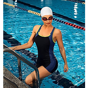 beautyin Women One Piece Lap Swimsuit Boyleg Swimwear Sport Bathing Suit Yellow