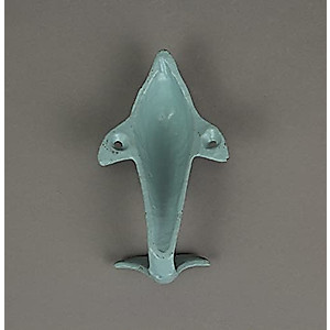 4 Piece Distressed Finish Cast Iron Dolphin Wall Hook Set Coastal Colors