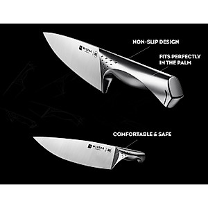 WIZEKA Kitchen Knife Set with Block, Dishwasher Safe 15 Pcs Professional Chef Knife Set with Knife Sharpener, Food Grade German Stainless Steel Knife Block Set, Jaguar Series