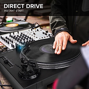 Gemini Sound TT-4000 Professional Direct-Drive DJ Turntable, High Torque, 3 Speeds Vinyl Record Player, Switchable Phono Preamp, Variable Pitch Control, Die-Cast Aluminum Platter, USB Audio Interface