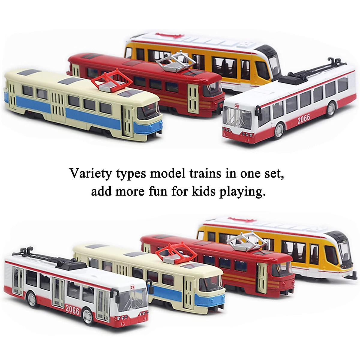 OTONOPI Toy Train Set Subway Bullet Train High Speed Locomotive Engine Die Cast Model Car for Kids Pack of 4