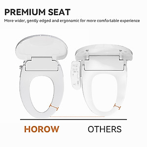HOROW T0338W One Piece Toilet with Non-Electric Bidet Toilet Seat, Elongated ADA Chair Height Toilets with Adjustable Nozzles Seat, Powerful Dual Flush & Soft Closing Seat Include, MAP 1000g, White