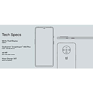 OnePlus 7T (128GB, 8GB) 6.55" AMOLED 90Hz Display, Snapdragon 855+, T-Mobile Unlocked Global 4G LTE GSM (AT&T, Metro, Cricket) (Glacier Blue) (Renewed)