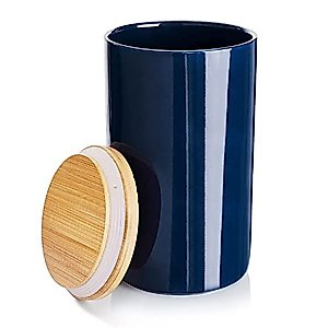 Sweese Ceramic Canisters for the Kitchen, 65oz Canister with Bamboo Lid Porcelain Food Storage Jar Modern and Clean Kitchen Organization for Coffee, Flour, Tea, Sugar, Airtight Container, Navy