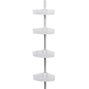 Zenna Home NeverRust Aluminum Tension Corner Shower Caddy in Satin Chrome and Frosted