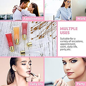 AerRoll 50Pcs 15 ML Gold Cap Empty Lip Gloss Tubes, Clear Lipgloss Squeeze Tubes With free Labels Stickers+20ml Syringe+Funnel+Gift Bags, for DIY Lip Gloss Balm Cosmetic (Gold top x 50pcs)