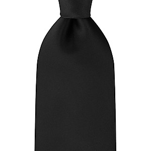 KissTies 63'' XL Black Tie Solid Satin Ties Extra Long Necktie For Big Tall Men