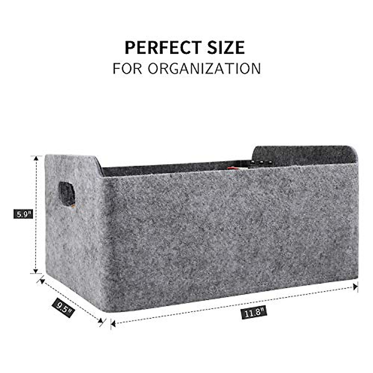 Welaxy storage basket Felt Foldable Drawer Organizer bin Cube Shelf Small box for Kids Toys Books Clothes Office Bedroom Closet Babies Nursery organizing（Charcoal
