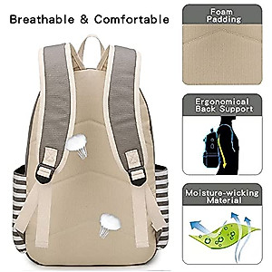 Sunborls Backpack for Teen Girls Lightweight High-capacity Middle Student Bookbag Women Backpack With Lunch bag Pencil Bags Student Bookbags 3Pcs (Grey)