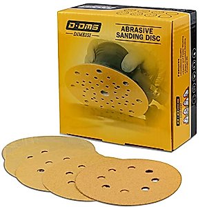 362X - 5 Inch 8 Hole Gold Sanding Discs, 10 Each of 80 120 220 320 400 Grit Sandpaper Discs, 50PCS Hook and Loop Orbital Sander Pads for Woodworking - D DMS DIMEISI