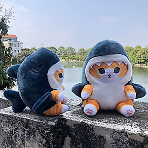 8.1'' Shark Cat Funny Cute Stuffed Animal Doll ，Shark Cat Plush Toy