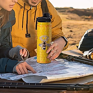 Weboia 24 oz Queen Bee Water Bottles 4 Lids For School With Straw,Hoeny Bee Insulated Metal Water Bottle Birthday Gifts For Women Ideas,Gifts For Girlfriend Daughter