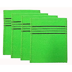 Genuine Korean Exfoliating Bath Washcloths Scrub Glove for Body / Premium Rayon Korean Skin Italy Towels Mitt (4pcs - Green)
