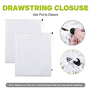 OTraki 20 x 24 inch Small Laundry Mesh Bag 2 Pack Drawstring Dirty Clothes Washing Bags Heavy Duty Laundry Net Bag for Delicates Toys Storage in Home College Dorm Apartment Hotel Beach White