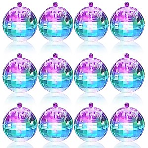 Crowye 12 Pcs Mini Disco Balls Decorations Light up LED Disco Balls Hanging Ornaments 70s 80s Disco Themed Party Supplies Dance Music Neon Christmas Party Favors