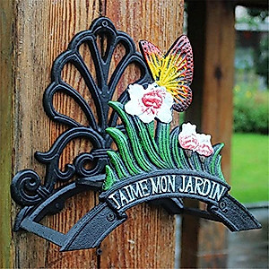 Riyyow Garden Hose Holder Cast Iron Hose Hook Butterfly Water Pipe Holds Rack Antique Garden Yard Decorative Wall Hose (Color : Cast Iron, Size : One Size)