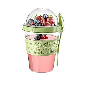 Tribello 20 OZ Overnight Oats Container With Lid, Set of 4 Crunch Cups To Go, Portable Parfait Cup With Compartments for Topping Cereal Or Oatmeal - Colorful