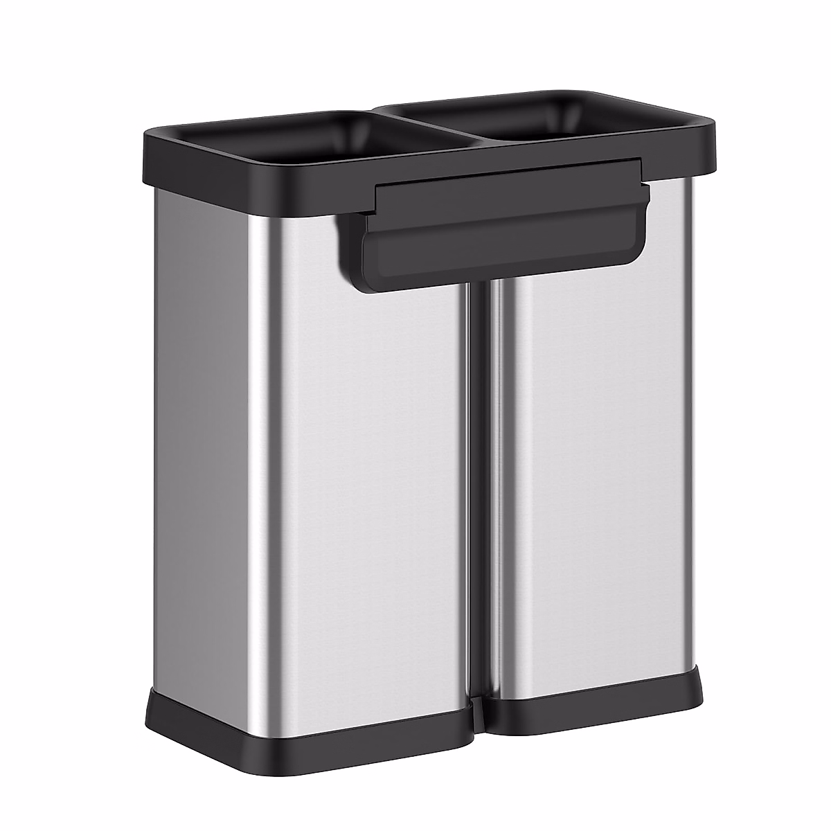 GAOMON 2x7.9 Gallon Kitchen Trash Can, Dual Compartment Waste Bins, Open Top, No Lid Stainless Steel Trash Bin for Kitchen, Office, Restaurant