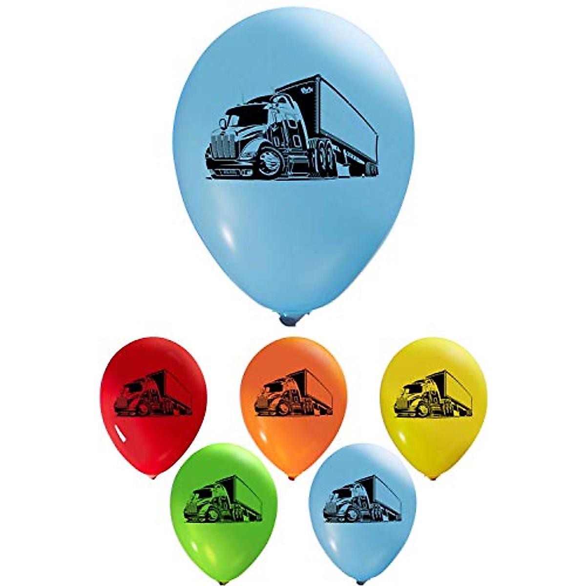 Truck Balloons - 12 Inch Latex - 2 Sided Print (16 Pieces) for Birthday Parties or Any Other Event Use - Fill with Air or Helium