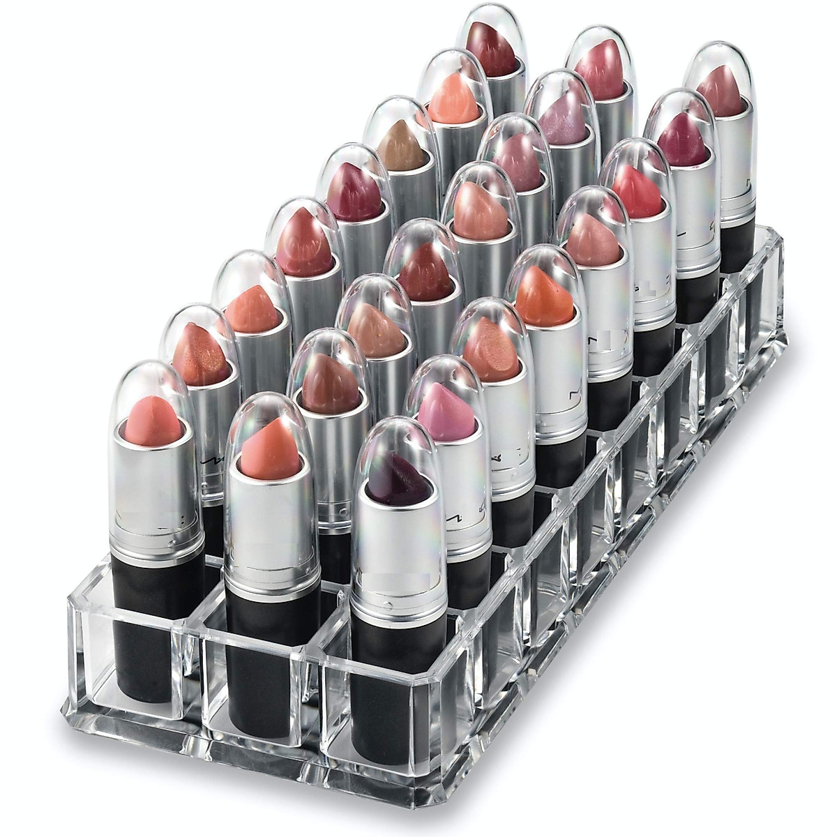 Clear Acrylic Lipstick Caps - Replaces Original Individual MAC Lipstick Caps - See Your Favorite Lipstick Color Easily (24 Pack)