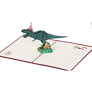 LANGXUN 3D Pop Up Dinosaur Happy Birthday Card, Jurassic Tyrannosaurus Card, Personalized Kid Funny Greeting Cards Birthday