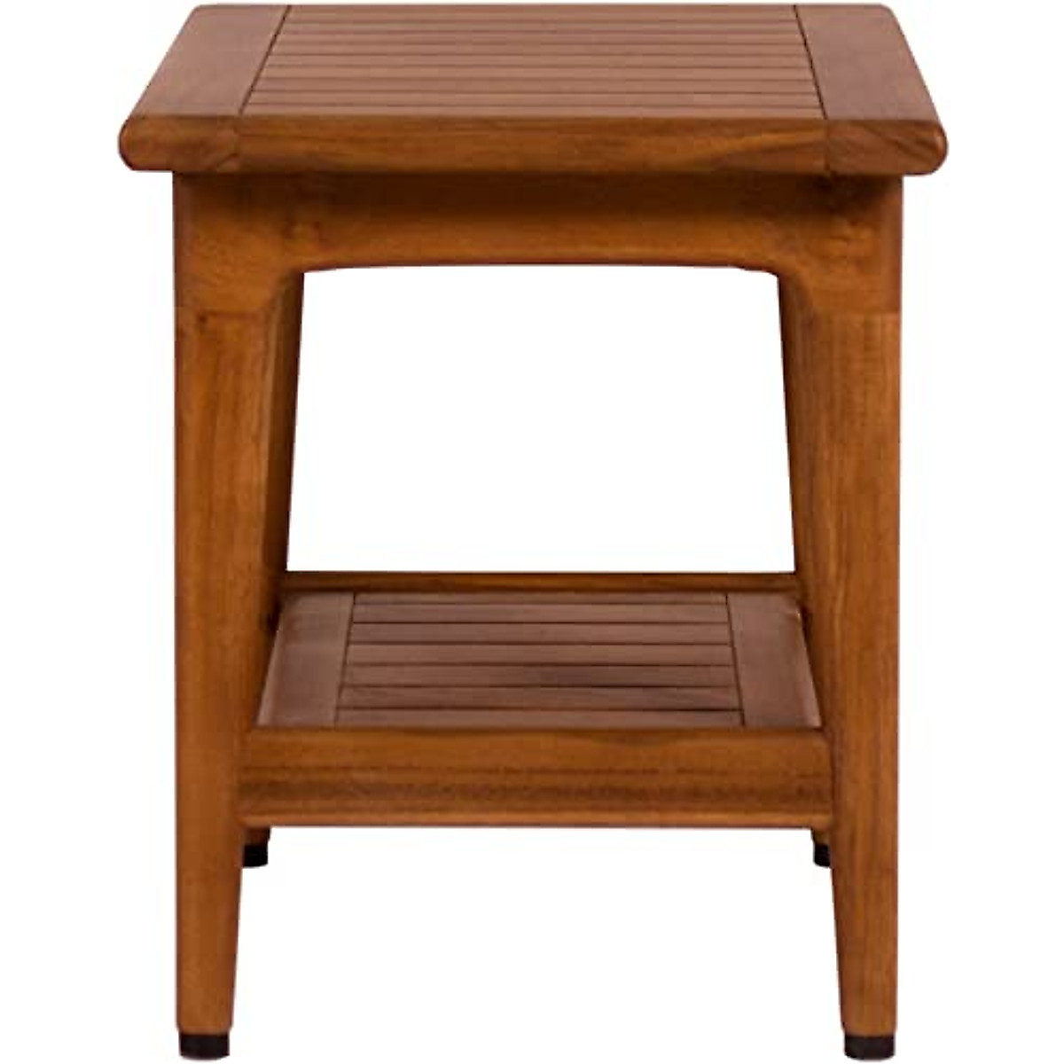 24" Maluku-Bjon Slatted Teak Shower Bench w/Shelf