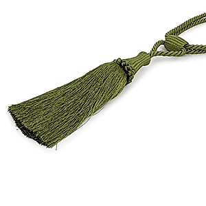 MALANOV 2 Pack Curtain Tiebacks Handmade Elegant Curtain Tie Backs Holdbacks with Tassel, Polyester Curtain Tieback for Home Office Hotel Decor - Green