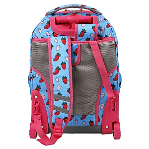 J World New York Kids' Duo Rolling Backpack with Lunch Box Set, Strawberry, One Size