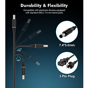 New Slim Replacement for Dell 240W AC Adapter fit Alienware Laptop Charger Precision 7770, G7 15 7500 17 7700, Alienware 15 17 M15 M17 X51 LA240PM180 7.4 mm Barrel with Power Cord