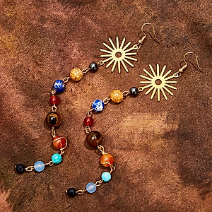 Solar System Earrings Universe Galaxy Dangle Statement Earrings Drop Planet Earrings Aesthetic Jewelry Women's Drop Dangle Earrings for Women