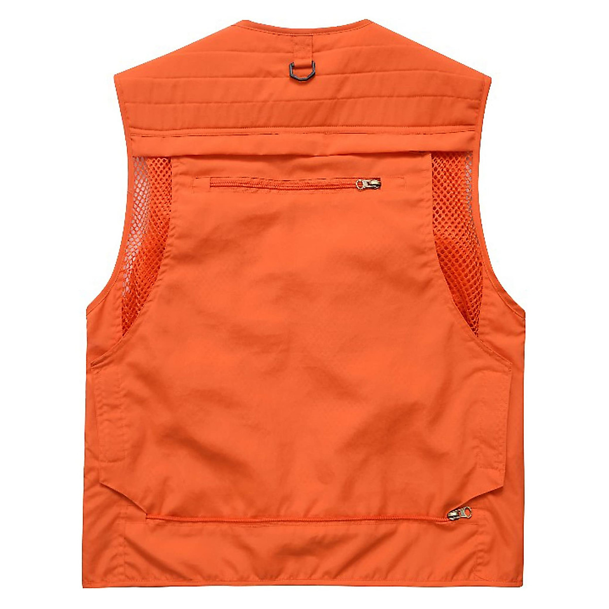 Flygo Men's Casual Lightweight Outdoor Fishing Work Safari Travel Photo Cargo Vest Jacket Multi Pockets(XX-Large, Orange)