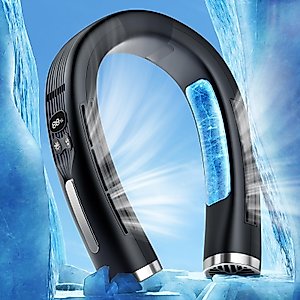 DATTOY Portable Neck Cooling Fan 6000mah Rechargeable Personal Fans With 2 Cooling Plates Neck Fan Blowing Cold Air, 360 ° Air Outlet Low Noise 3 Speed Ccooling/Heating hands Free Fan (Black)