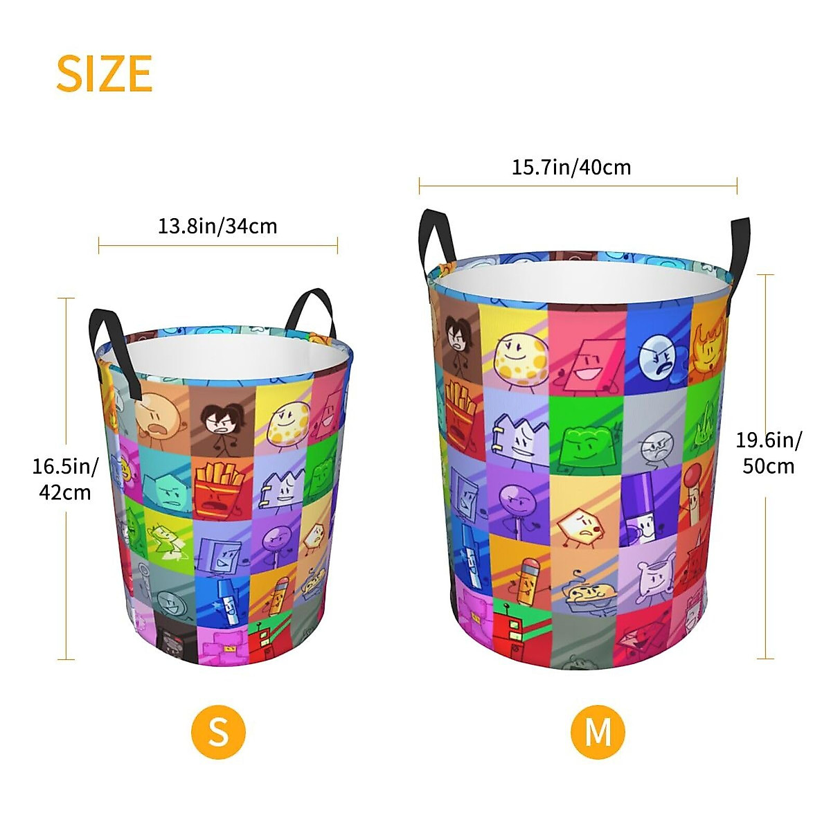 SHELLCELL Large Laundry Hamper, Bfdi-Battle for Dream Collapsible Laundry Basket With Handles, Tall Storage Basket For Blanket, Toys, Dirty Clothes In Living Room, Bedroom, Bathroom, Nursery, Medium
