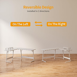 CubiCubi L Shaped Gaming Desk Computer Office Desk, 59 inch Corner Desk with Large Monitor Stand for Home Office Study Writing Workstation, White