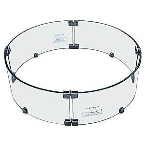 Elementi Outdoor Columbia Fire Pit Table Tempered Glass Round 25 x 25 x 7 inches Heavy Duty Firepit Accessory Wind Screen, Clear