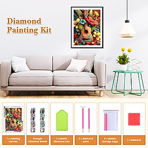 RICUVED Diamond Art, Guitars Diamond Art Kits for Adults, Flowers Diamonds Gem Art 5D Full Round Drill Musical Instrument Diamond Arts and Crafts Home Wall Decor 12x16Inch