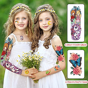 52 Sheets Kids Full Arm Temporary Tattoo, Fake Tattoos Sticker for Kids, Dinosaur Monster Car Planet Spider Shark Fake Tattoo for Boy, Unicorn Princess Castle Dolphins Temporary Tattoos for Girl