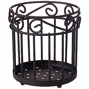 Spectrum Diversified Scroll Grande Holder & Kitchen Countertop Organizer Cooking Utensil Crock for Kitchen Organization & Storage, Cutlery & Flatware Caddy, Black