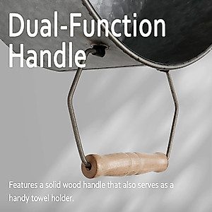 Oakrain Galvanized Wash Tub with Shelves | Towel Racks for Bathroom | Bathroom Wall Shelves | Farmhouse Rustic Bathroom Decor | 2 Tier Wall Towel Holder with Wood Shelf | Galvanized Shelf Wall