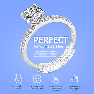 Ottemax Ring Size Adjuster for Loose Rings - 20 Pack 6 Sizes Invisible Jewelry Sizer, Mandrel for Making Jewelry Guard, Spacer, Sizer, Fitter - Spiral Silicone Tightener Set with Polishing Cloth