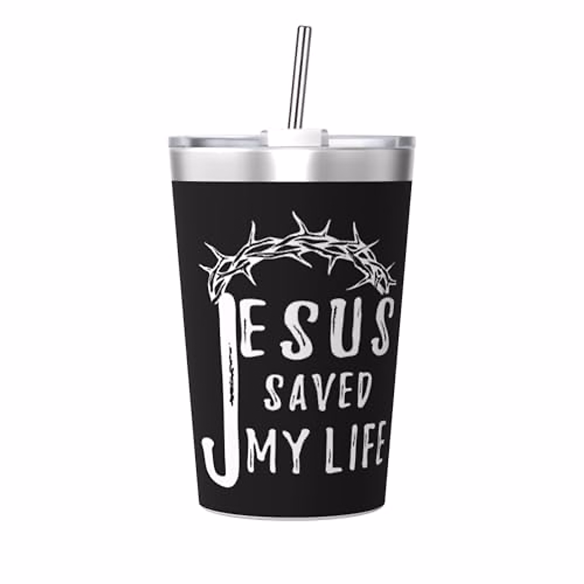 12oz Tumbler Jesus Christian Faith Cross Stainless Steel Cup With Straw And Lid Spill Proof Bulk Double Wall Vacuum Reusable Water Tumblers For Cold Hot Drink