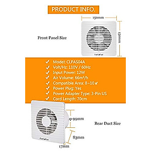 FanGoFast 4 Inch Exhaust Fan Ventilation Extractor with Anti-backflow Ventilation Fan,12W Powerful Kitchen Extractor Fan,Window and Wall Mount Vent Fans, For Kitchen Bathroom Greenhouse Garage