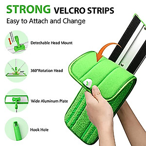 HOMEXCEL 18 Inch Professional Microfiber Mop Floor Cleaning System,Dust Mop with 4 Reusable Mop Pads,360-Spin Flat Mop Head Wet and Dust Mopping for Hardwood, Laminate, Vinyl & Tile