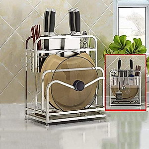 ZSQAI Kitchen Cutting Board Knife Stainless Steel Multilayer Rack Kitchen Storage Rack