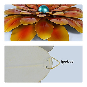 Saim 13.4 inch Metal Flowers Wall Decor Yellow,Handmade Wall Art Flower Hanging Decoration for Bedroom,Living Room,Bathroom,Office,Home Decor,Modern Luxury Style Art Decoration