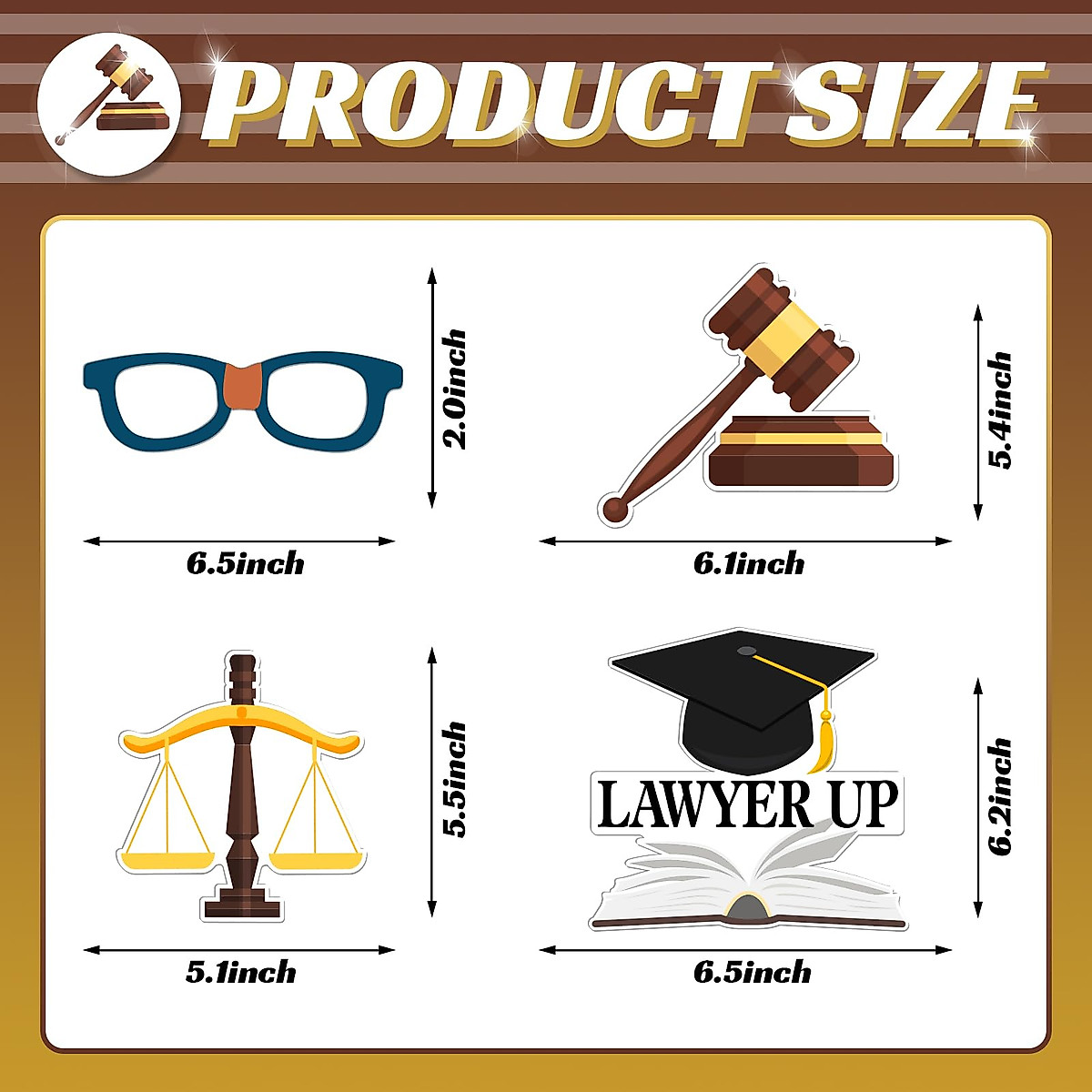 Maicaiffe Lawyer Graduation Party Photo Booth Props - 30 Pcs Congrats Lawyer Selfie Props Favors Supplies - Law School Graduation Party Centerpiece Sticks - Graduation Party Decorations