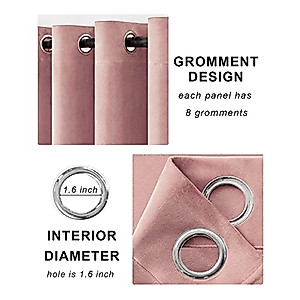 SNITIE Pink 96in Long Velvet Curtains with Grommet, Super Soft Thermal Insulated Noise Reducing Thick Light Filtering Velvet Drapes for Living Room and Bedroom, Set of 2 Panels, 52 x 96 Inch Long