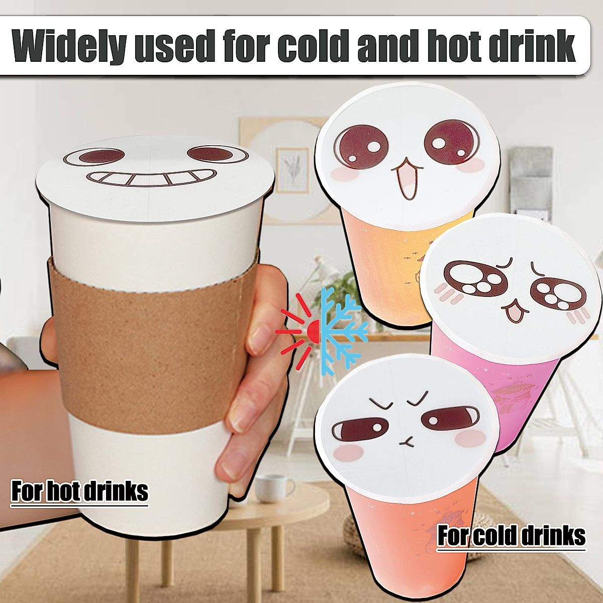 VorChef Cup Sealing Film Tea Cup Sealing Film Boba Cup Sealer Film 90-105 mm 3000 Cups for PP Plastic and Paper Cups (White)