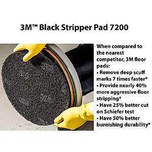 3M Black Stripper Pad 7200, 13" Floor Care Pad (Case of 5)