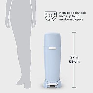 Diaper Genie Complete Diaper Pail (Blue) with Antimicrobial Odor Control | Includes 1 Diaper Trash Can, 1 Refill Bags, 1 Carbon Filter